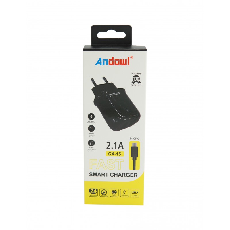 ΓΡΗΓΟΡΟΣ ΦΟΡΤΙΣΤΗΣ SMART CHARGER MicroUSB 2.1A ANDOWL AN-CX-15